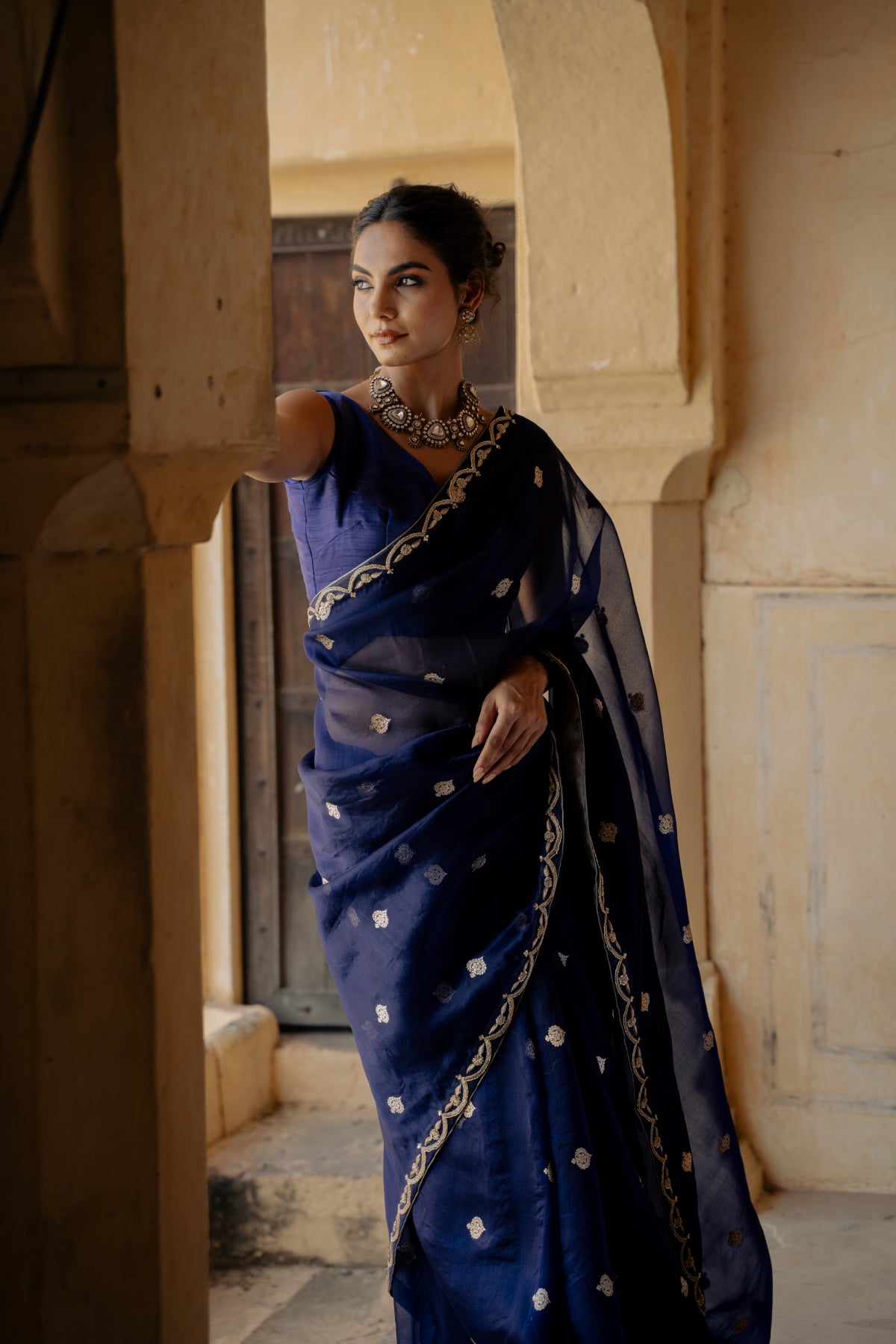 Zardosi Work Saree – Ochre by deepshika